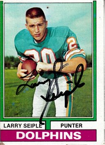 Larry Seiple autographed Miami Dolphins 1975 Topps card - Retired ...