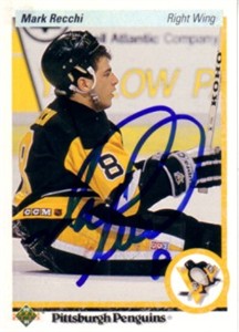 Mark Recchi autographed Pittsburgh Penguins 1990-91 Upper Deck Rookie ...